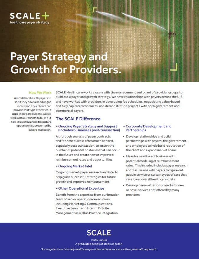 SCALE Payer Strategy | SCALE Healthcare